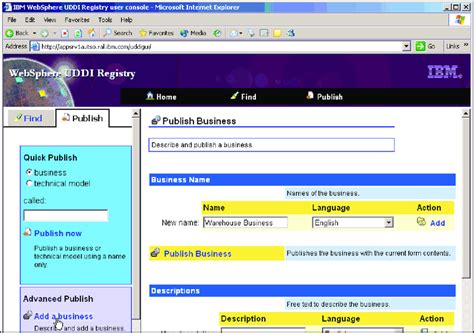 Websphere Uddi Registry User Console 9 To Add A Service To The New
