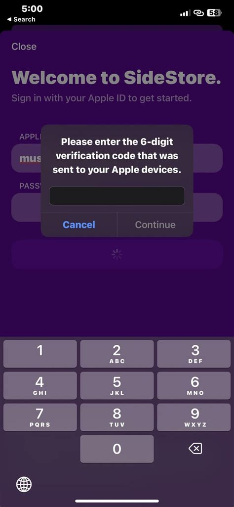 Does Sidestore Normally Ask For A 6 Digit Verification Code That Never Comes To Any Apple Device