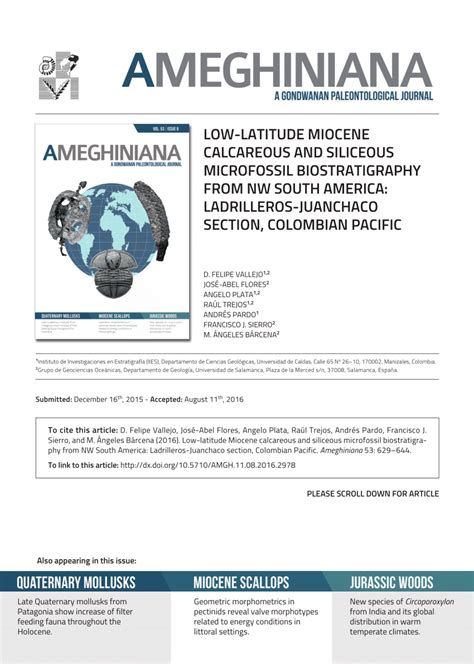 Pdf Low Latitude Miocene Calcareous And Siliceous Microfossil Biostratigraphy From Nw Of South