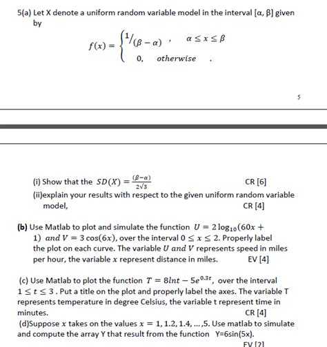 Solved 5a Let X Denote A Uniform Random Variable Model In