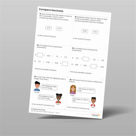 Y4 Compare Decimals Reasoning And Problem Solving Resource Classroom Secrets