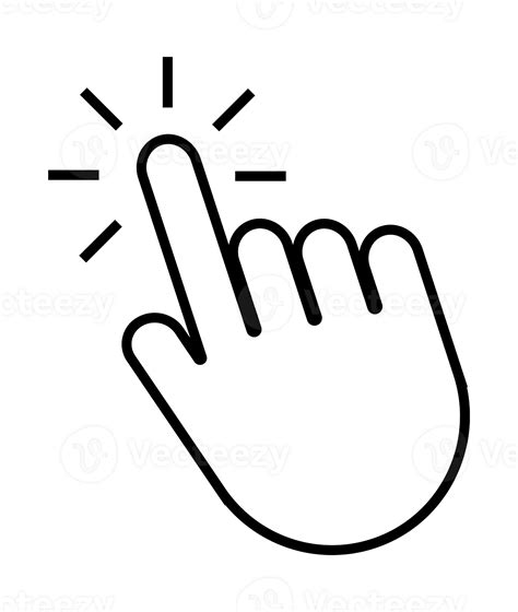 Hand Cursor Clicking With Index Finger Touching Screen Or Button