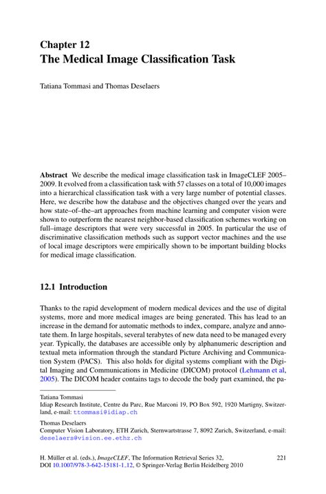 Pdf The Medical Image Classification Task