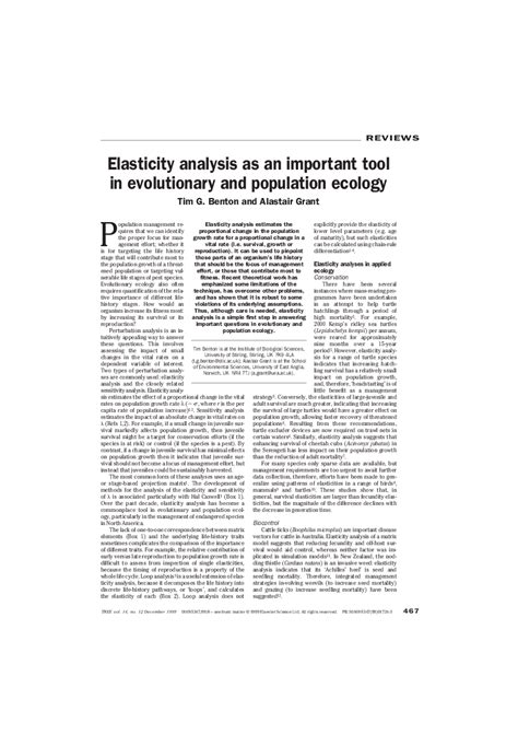 Pdf Benton And Grant 1999 Elasticity Analysis As An Important Tool In Evolutionary And
