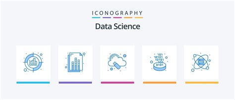 Data Science Blue 5 Icon Pack Including Rack Gate Cloud Filter Code