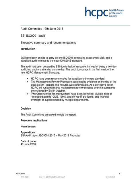 Sample Audit Report Bsi Pdf Iso 9000 Quality Management System