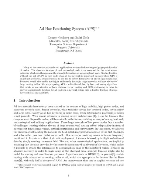 Pdf Ad Hoc Positioning System Aps