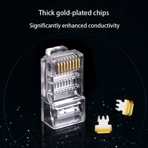 Rj45 Connector 20 50 100pcs 8p8c Utp Gold Plated Network Modular Plug Ethernet Cables Rj 45