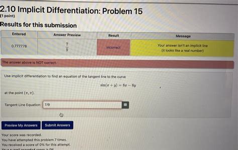 solved 2 10 implicit differentiation problem 15 1 point