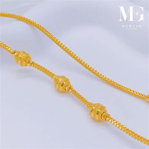 916 Gold Classic Three Sandy Ball Muggapu Thali Chain Merlin Goldsmith