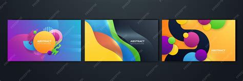 Premium Vector Set Of Gradient Flowing Geometric Pattern Background