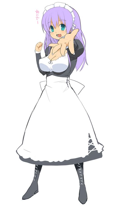 Safebooru Breasts Cleavage Long Hair Maid Nora Higuma Original Purple
