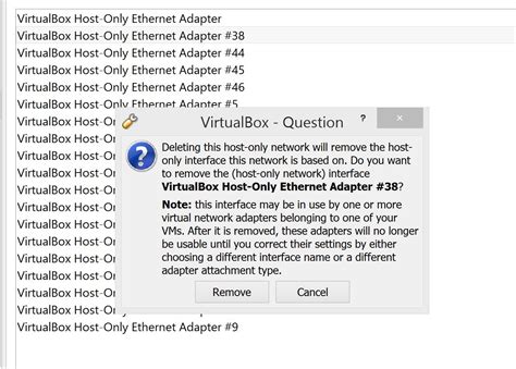 virtualbox how to remove extra host only network interfaces created
