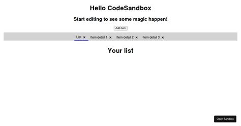 React Closeable Tabs Examples Codesandbox