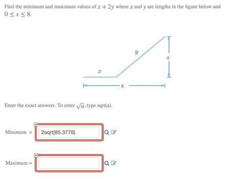 Solved Find The Minimum And Maximum Values Of X Where X And Chegg