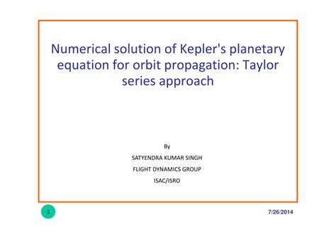 pdf numerical solution of kepler s planetary equation for orbit