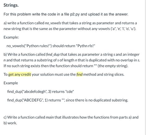 Solved Strings For This Problem Write The Code In A File