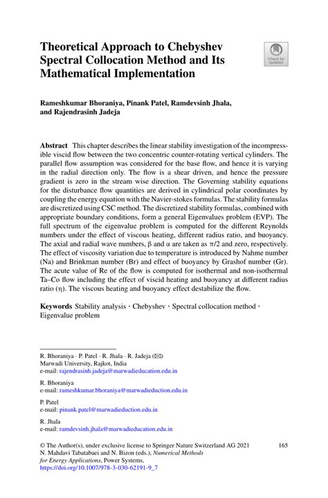 pdf theoretical approach to chebyshev spectral collocation method and