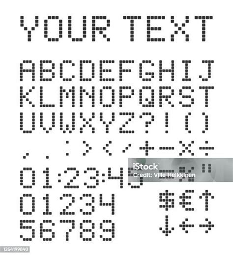 주도 디지털 알파벳 검은 전자 번호와 알파벳 디지털 디스플레이 문자 및 기호 벡터 플랫 스타일 만화 일러스트레이션 배경에 격리됩니다 0명에 대한 스톡 벡터 아트 및 기타