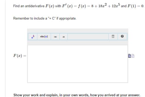 Solved Find An Antiderivative F X With Chegg Com