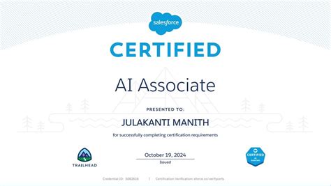 Julakanti Manith On Linkedin Salesforceai Aiassociate Innovation Careergrowth