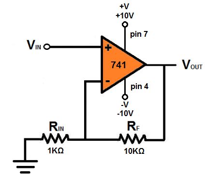 Opamp Non Inverting Dc Amplifier Circuit Diagram Inverting O
