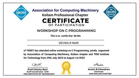 Cprogramming Acm Tkmit Professionaldevelopment Continuouslearning Devika R Nair