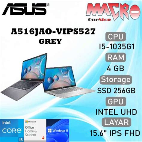 Jual Asus A516jao Vips527 528 I5 1035g1 Uma 4g Ssd 256g Hdd Housing 15
