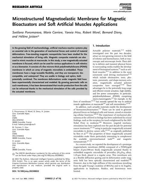 Pdf Microstructured Magnetoelastic Membrane For Magnetic Bioactuators