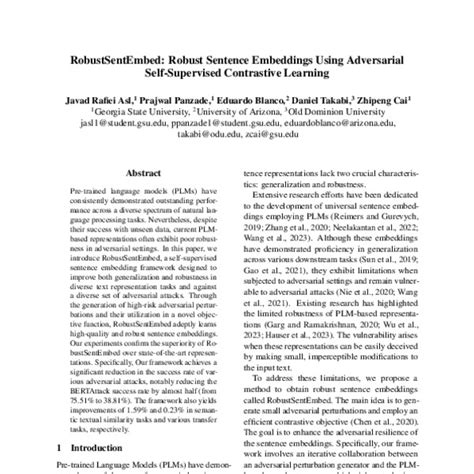 Robustsentembed Robust Sentence Embeddings Using Adversarial Self