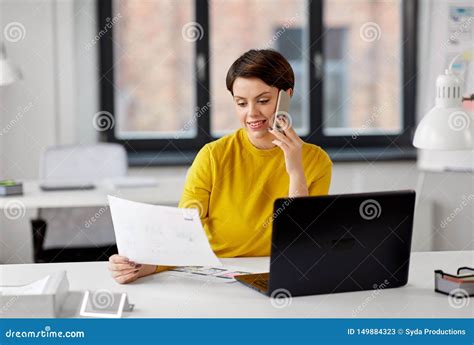 Ui Designer Calling On Smartphone At Office Stock Image Image Of Development People
