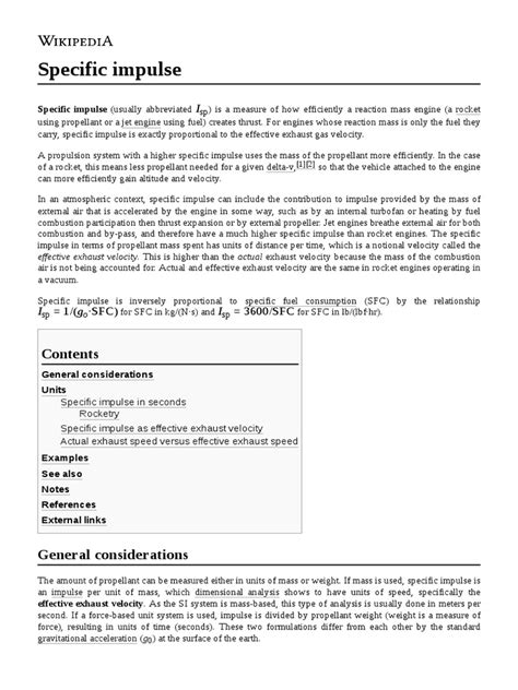Specific Impulse Pdf Rocket Engine Propulsion