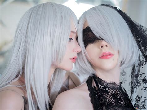 Nier Automata Girls Cosplay Yorha 2b With Yorha A2 4k Wallpaper