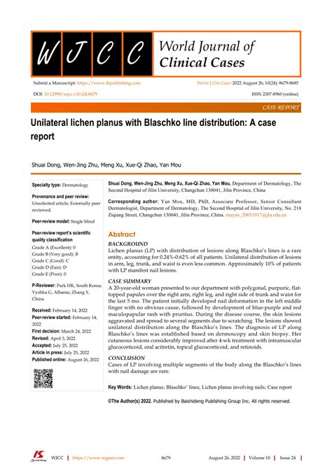 Pdf Unilateral Lichen Planus With Blaschko Line Distribution A Case Report