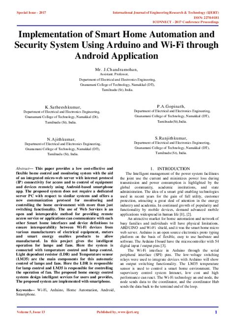 pdf implementation of smart home automation and security system using