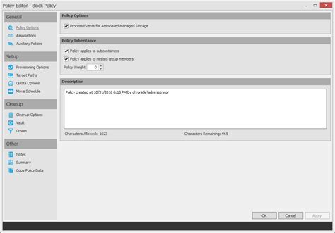Creating A Blocking Policy Micro Focus Storage Manager 52 For Active