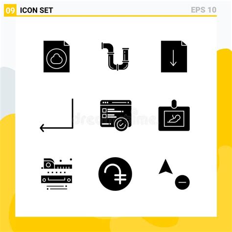 Modern Set Of 9 Solid Glyphs And Symbols Such As Web Speed Document Development Back Stock