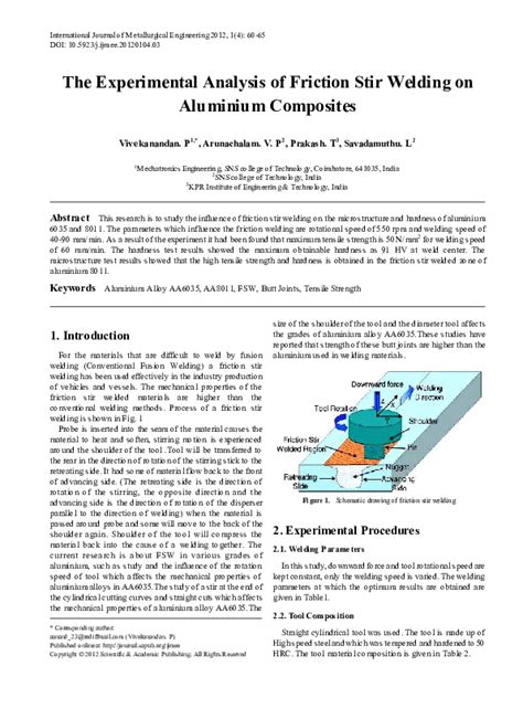Pdf Experimental Analysis And Fea Of Friction Stir Welding On Aluminium Plates