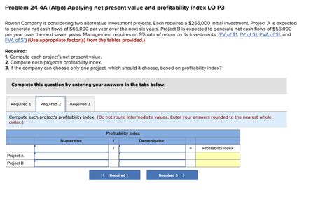 Solved Problem 24 4a Algo Applying Net Present Value And