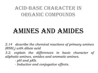 BASICITY AMINES AMIDES Ppt