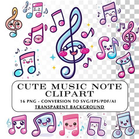 Cute Music Notes Clipart 16 Kawaii Music Note Clip Art Images Graphics