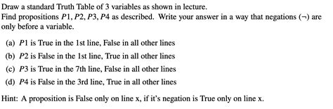 Solved Draw A Standard Truth Table Of 3 Variables As Shown Chegg Com