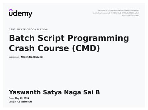 Completed The Batch Script Programming Course Yaswanth Sai Posted On