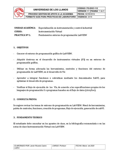 práctica 1 fundamentos entorno de programación labview pdf pdf