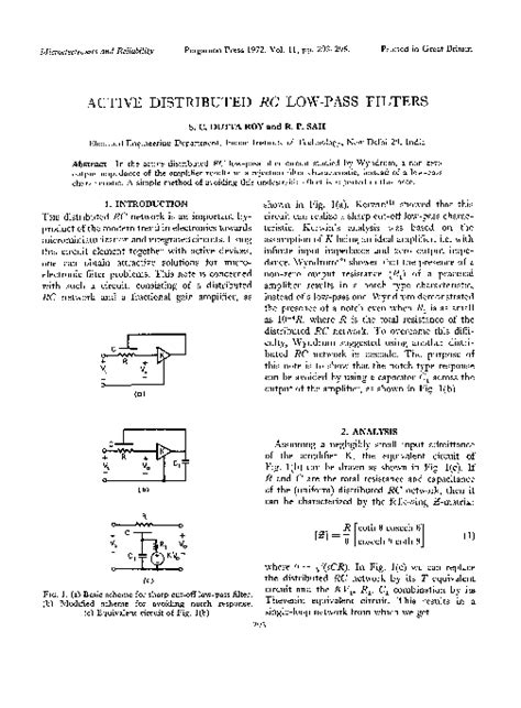 pdf active distributed rc low pass filters