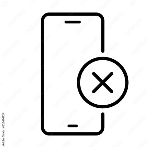 Black Single Phone Cancel Line Icon Simple Digital Failed Or Incorrect