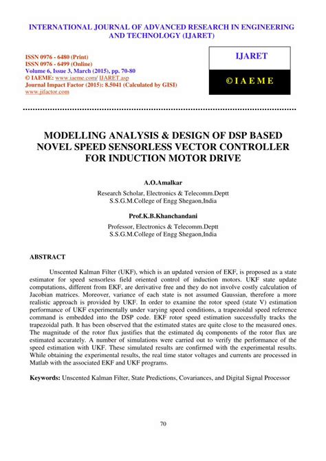 Pdf Modelling Analysis And Design Of Dsp Based Novel Speed Sensorless