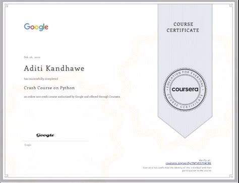 Aditi Kandhawe On Linkedin Computerscience Pythonprogramming Coursera