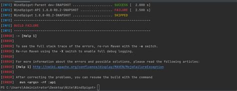 BUILD FAILURE Issue Wind Development WindSpigot GitHub