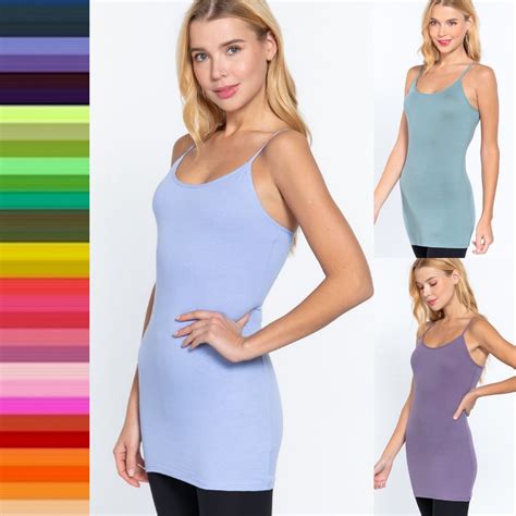 Small ~ Pack Of 3 Cotton Slim Fitted Long Cami No Bra Tank Top